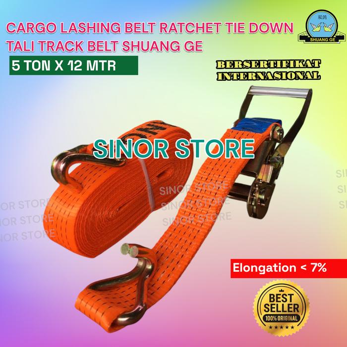 Jual Cargo Lashing SHUANG GE 5 TON Ratchet Tie Down Tali Track Belt ...