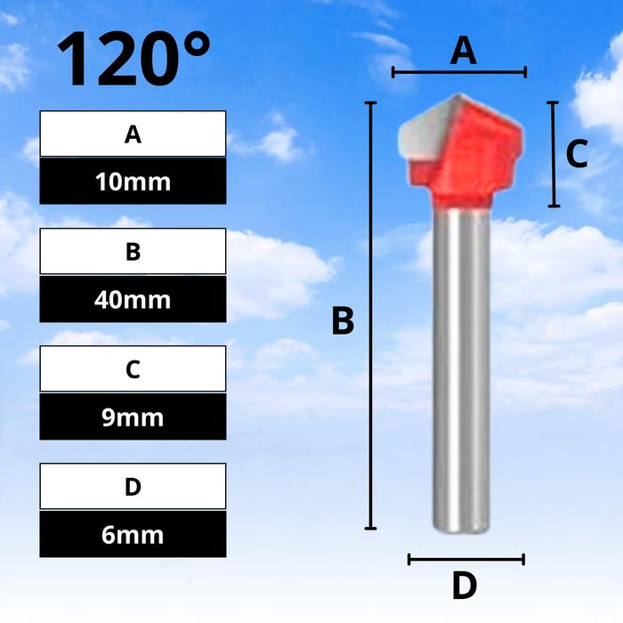 Promo Mata router V bit 3D carbide untuk kayu shank 6mm V groove - 10mm ...