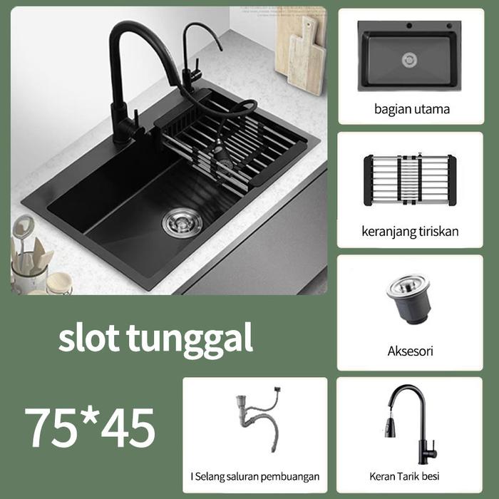 Jual SUS304 Kitchen Sink Hitam/Perak Stainless 8245CM Bak Cuci Piring ...