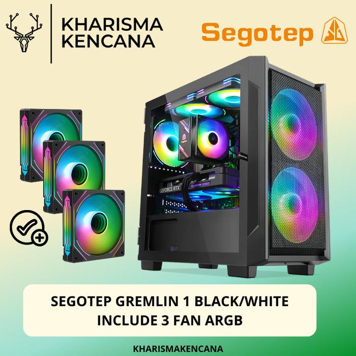 Jual SEGOTEP GREMLIN 1 BLACK / WHITE M-ATX PREMIUM PC CASE - BLACK ...