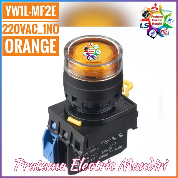 Jual IDEC illuminated Push Button Lamp YW1L-MF2E 220VAC Dia. 22mm ...