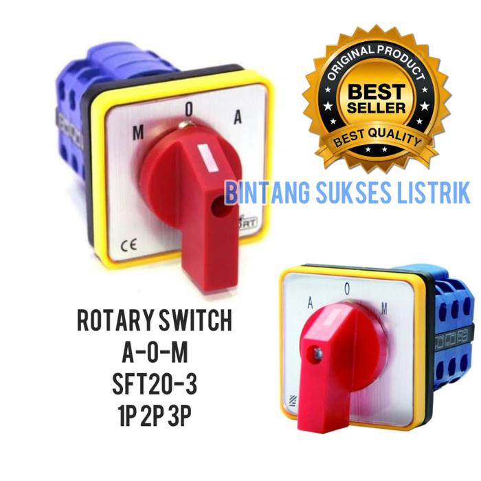 Promo ORIGINAL Selector Switch AOM 3 Position 1P A-O-M SFT20-3-1 ...