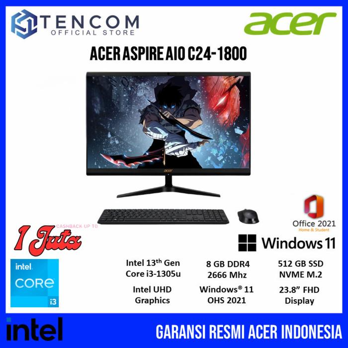 Promo Acer Aspire AIO C24-1800 i3-1305u 8Gb 512Gb ssd Windows 11 Office ...