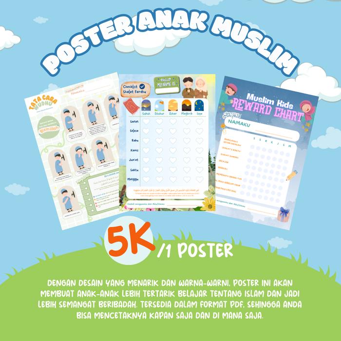 Jual Printable poster PDF muslim kids beragam tata cara wudhu/reward ...