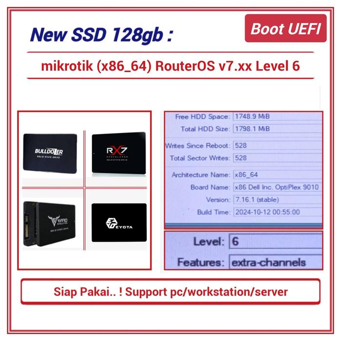 Jual SSD 128gb MikroTik Level 6 RouterOS x86_64 Versi 7 | Boot UEFI ...