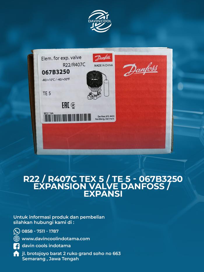 Jual R22 / R407C TEX 5 / TE 5 - 067B3250 EXPANSION VALVE DANFOSS ...