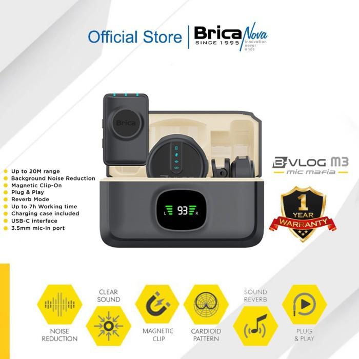Promo Brica B-VLOG M3 Dual Magnetic Clip Wireless Microphone - Clip On Mic Vlog - With Charging ...