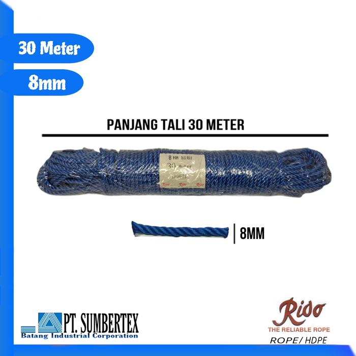 Jual TALI RIDO Tali Tambang Plastik 8mm Panjang 30 Meter HDPE Pilihan ...