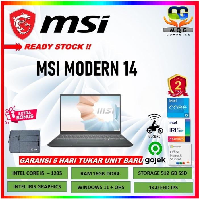 Jual MSI MODERN 14 I5 16GB 512SSD IRISXE W11 14.0FHD IPS - Kab ...