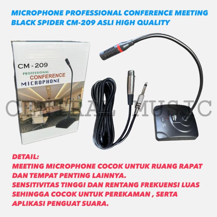 Jual MICROPHONE PROFESSIONAL CONFERENCE MEETING BLACK SPIDER CM-209 ...