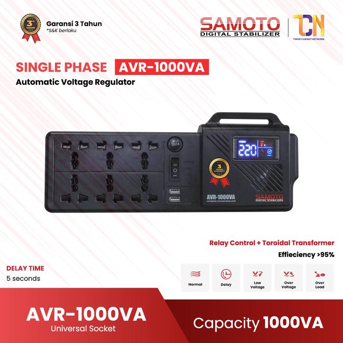 Jual SAMOTO Relay Stabilizer 1000VA AVR Stabiliser Relay Controlled ...