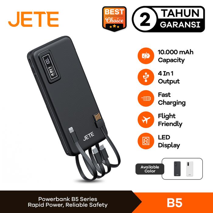 Promo Powerbank JETE B5 10000mAh Fast Charging 20W Built In Cable USB ...