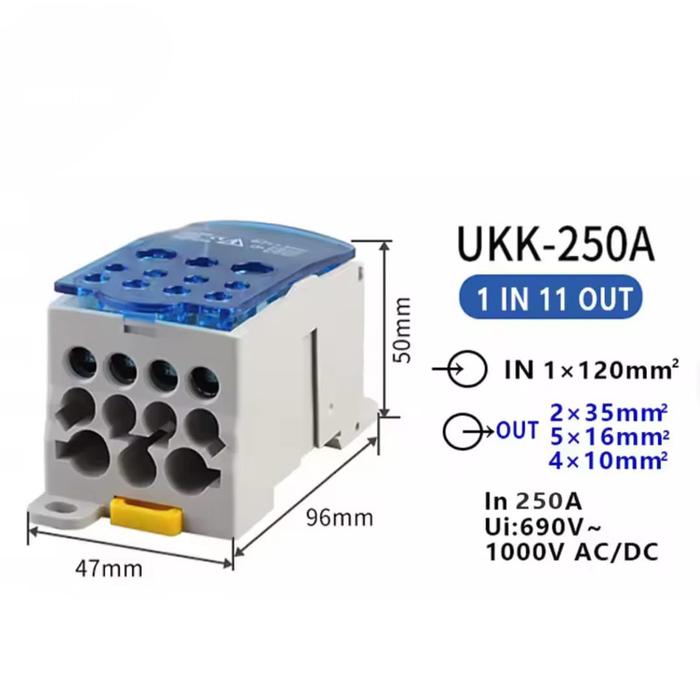 Jual Konektor UKK-80A 125A 160A Distribution Box DIN Rail Terminal ...