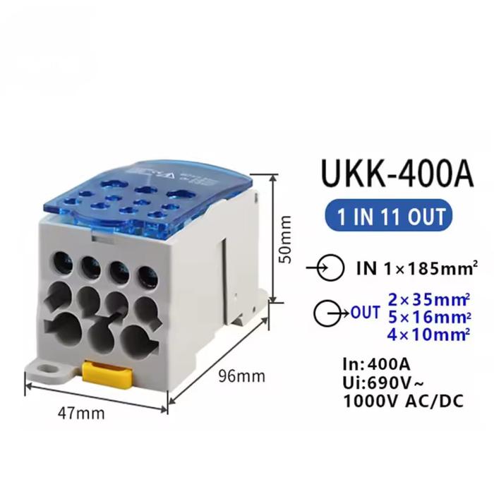 Jual Konektor UKK-80A 125A 160A Distribution Box DIN Rail Terminal ...