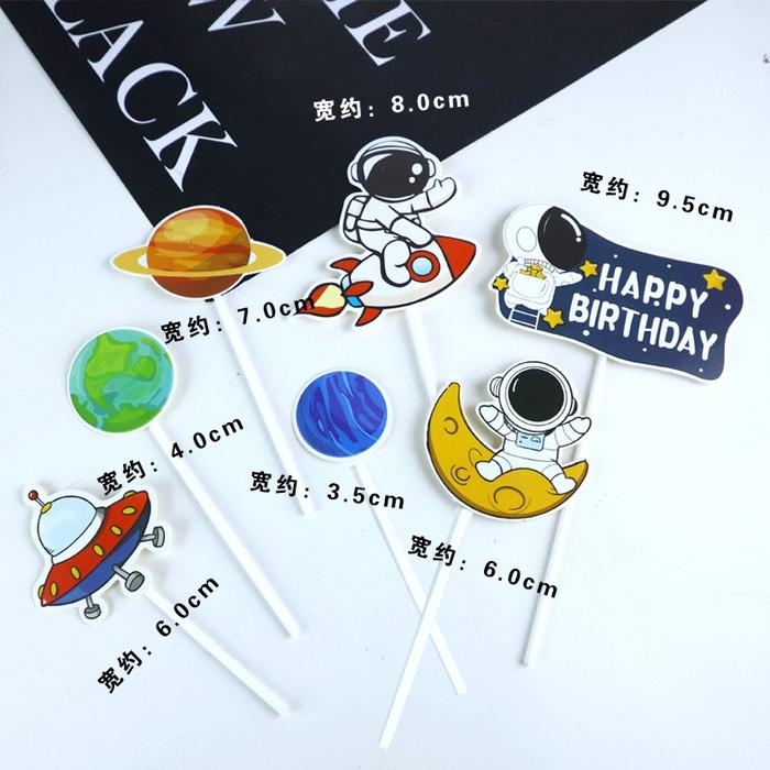 Jual Cake Topper Astronot Luar Angkasa/Topper HBD Astronot Karton Murah ...