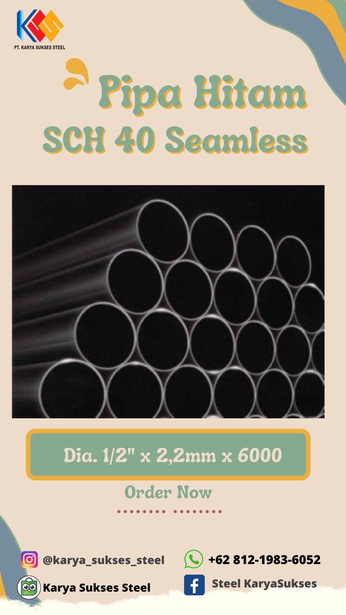 Jual Pipa Hitam SCH 40 Seamless 1/2 inch x 6000 SNI - Kab. Bekasi - Karya Sukses Steel | Tokopedia