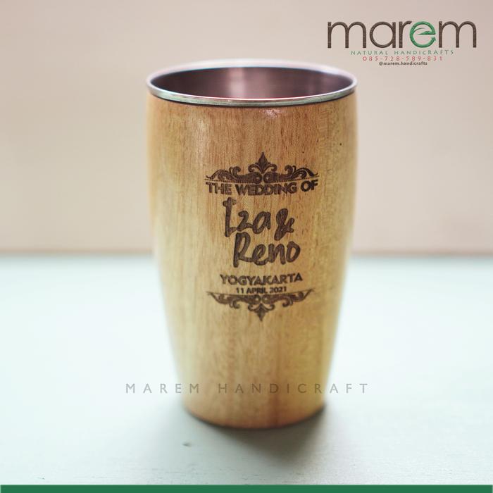 Jual Gelas Kayu mahoni custom grafir nama atau logo | wooden Glass ...