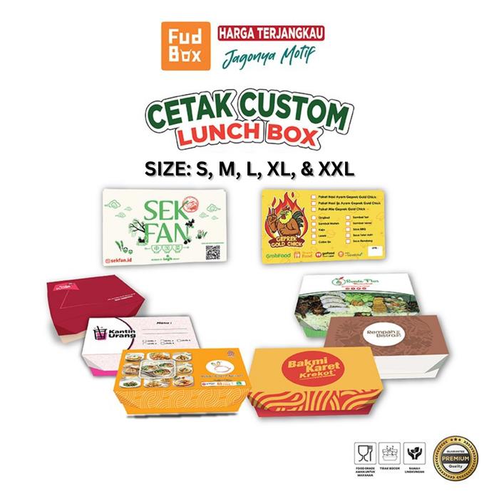 Jual Cetak Custom Paper Lunch Box / Free Design, Full Colour,Size S, M ...