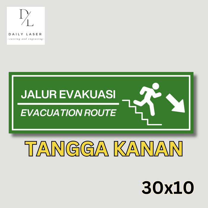Jual SIGN AKRILIK K3 RAMBU JALUR EVAKUASI 30X10 CM - TANGGA KANAN ...