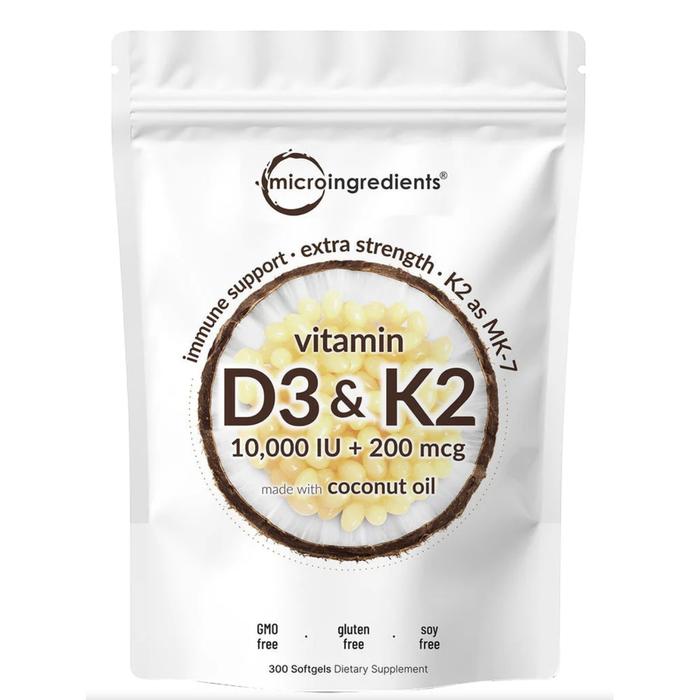 Jual D3K2 Vitamin D3 10000 IU + K2 200 mcg + Coconut Oil Micro ...