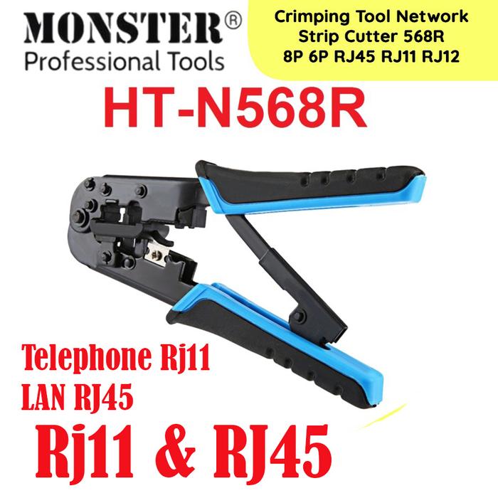 Jual Monster HT-568R Crimping Tool Tang Modular 8P 6P RJ45 RJ11 RJ12 LAN Network Strip Cutter ...