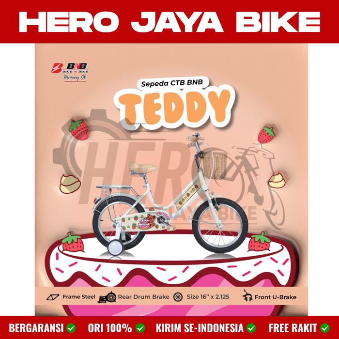 Jual Sepeda Anak Perempuan BNB TEDDY Ukuran 12 16 & 18Inch Usia 2 ...