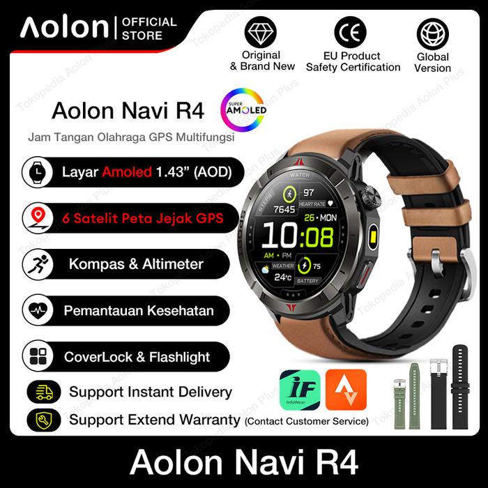 Promo Aolon Navi R4 Gps Smartwatch 466*466 AMOLED screen Dual GPS 6 ...
