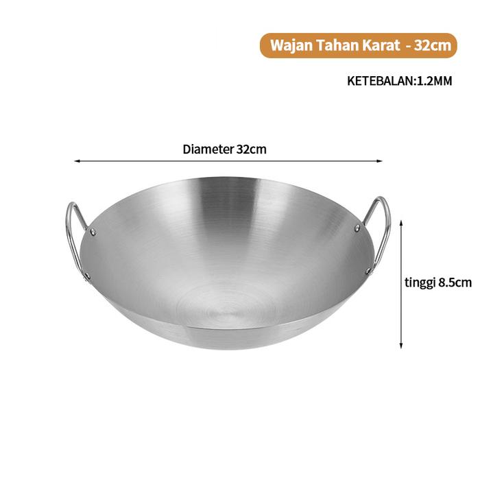 Jual Wajan Stainless Steel Besar Katel Anti Lengket Tebal Kuali Premium ...