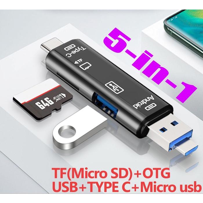 Jual Card Reader 5 in 1 Usb 3.0 Type C / USB / Micro USB SD TF Memory ...
