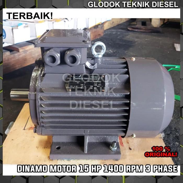 Jual DINAMO MOTOR 15 HP 1400 RPM 4 POLE 3 PHASE GULUNGAN FULL TEMBAGA ...