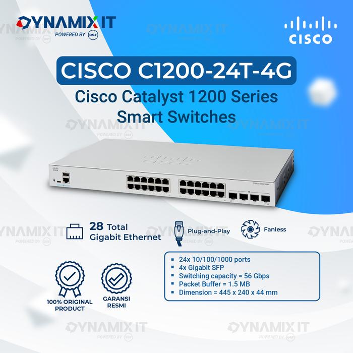 Promo CISCO Catalyst C1200-24T-4G Smart Managed Switch 24-port GE 4x1G ...