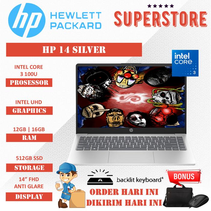 Jual Laptop HP 14 Intel 3 100U RAM 16GB 512GB SSD Layar 14 Full HD ...