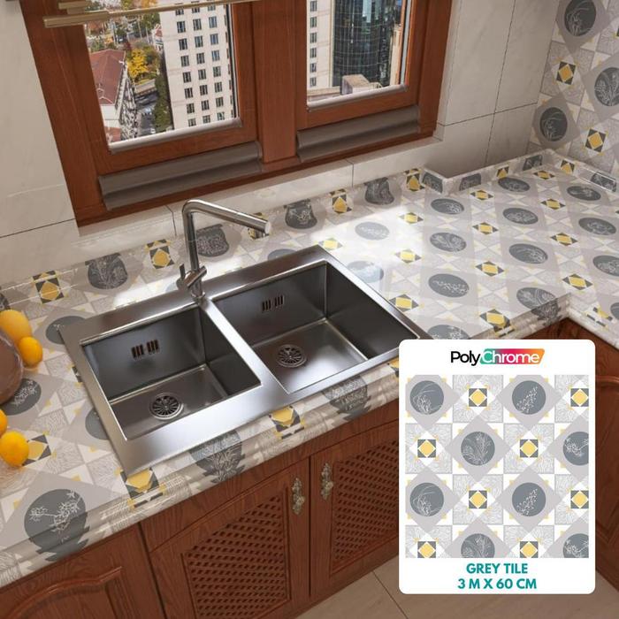 Jual (READY MAKASSAR) [12 Motif] Wallpaper Glossy Polychrome Dapur Meja ...