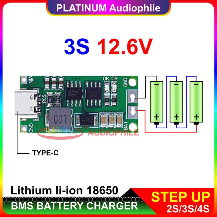 Jual Baterai Charger Step Up Modul USB Type-C Charging 2S 3S 4S 18650 ...
