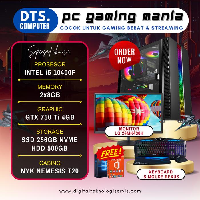 Jual Pc Gaming Fullset | Intel i5 10400F | GTX 750 Ti 4GB | 16GB RAM ...