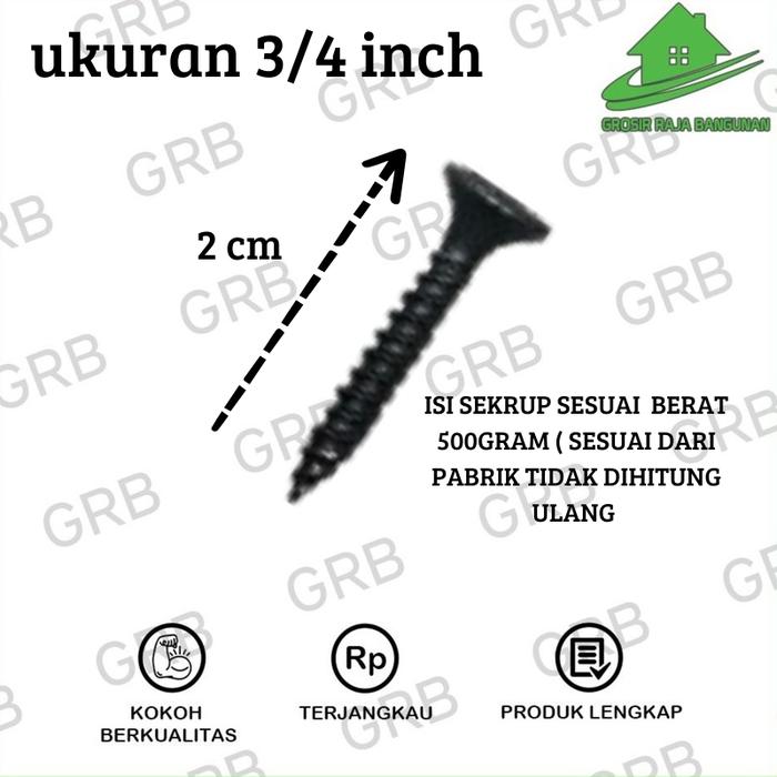 Jual Sekrup gypsum MILLION/Skrup Baut Gypsum drywall Screw Baja 500GR ...