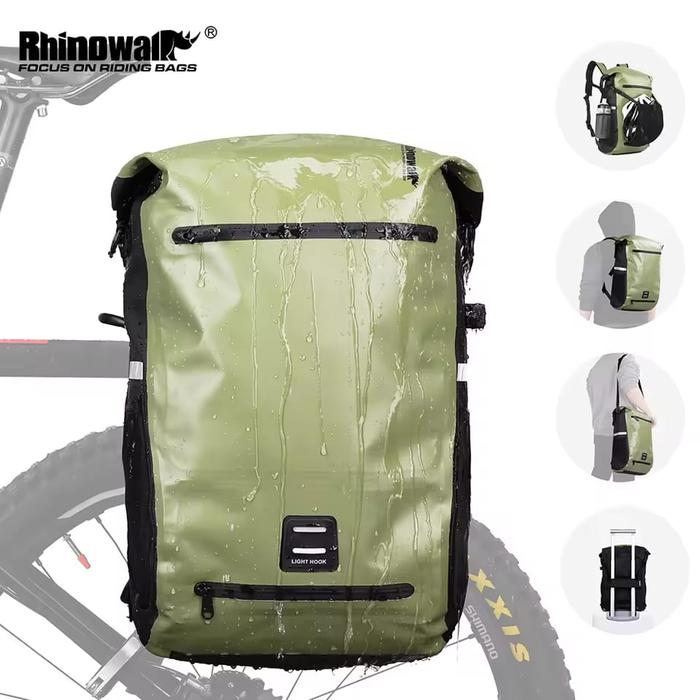 Jual TAS RAK BELAKANG SEPEDA RHINOWALK 22L GREEN BIKE PANNIER REAR RACK BAG WATERPROOF BACKPACK ...
