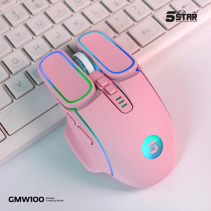 Jual 5Star Mouse pink Wireless Gaming Rechargeable Baterai Type-C Fast ...