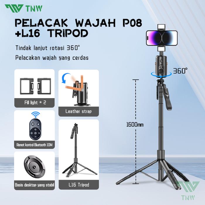 Promo TNW P08 Portable Face Tracking Tripod AI Gimbal Stabilizer ...