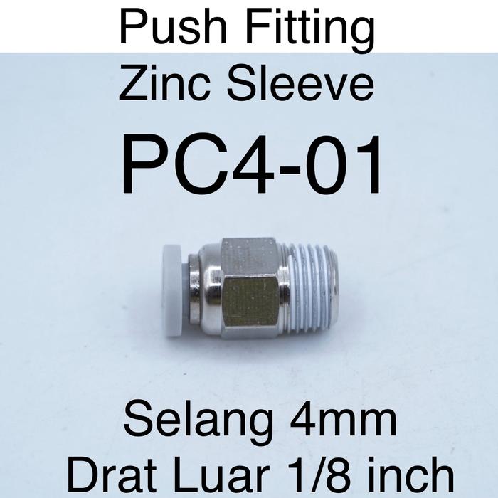 Jual PC4-01 PC4 01 Konektor Pneumatik Nepel Pneumatic Push Fitting Zinc ...