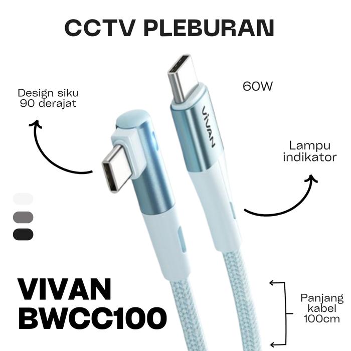 Jual VIVAN Kabel Data Type C to Type C BWCC100 Fast Charging 60W PD QC ...
