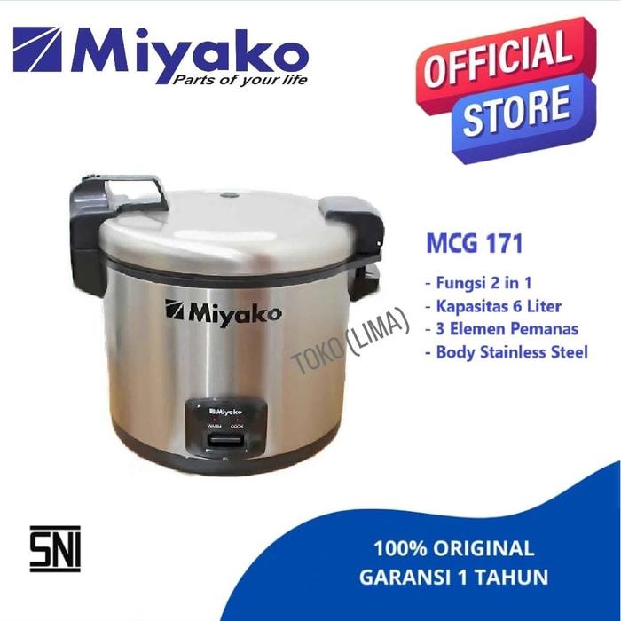 Jual Rice Cooker Jumbo Miyako MCG 171 6 Liter Magic Com Besar Miyako ...