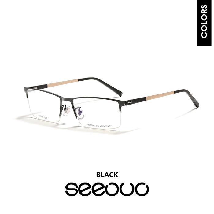 Promo Seeouo Frame Kacamata Model Kotak Frame Half Rim Business Style Unisex Pria dan Wanita ...