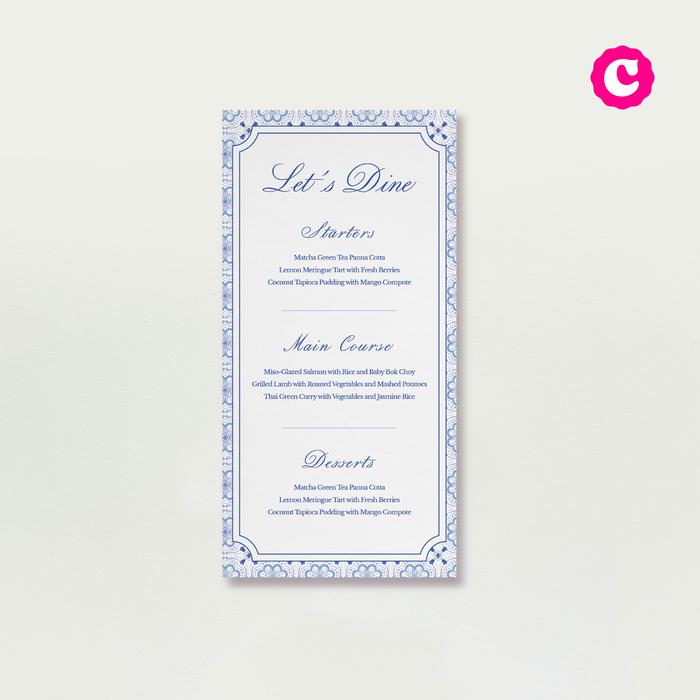 Jual Cetak / Print Custom Wedding Menu Table Card | 10 x 20 cm - WM 2 ...