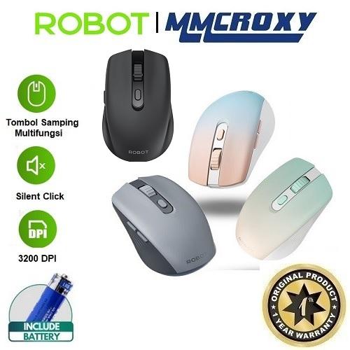 Promo Robot M370 Mouse Wireless Silent Click Optical 3200DPI 6D - Abu ...