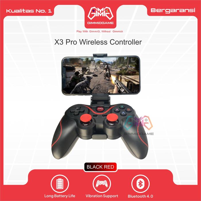 Jual Stick Gamepad X3 PRO Wireless Bluetooth HP Android IOS PC Laptop Smart TV - Hitam Merah ...