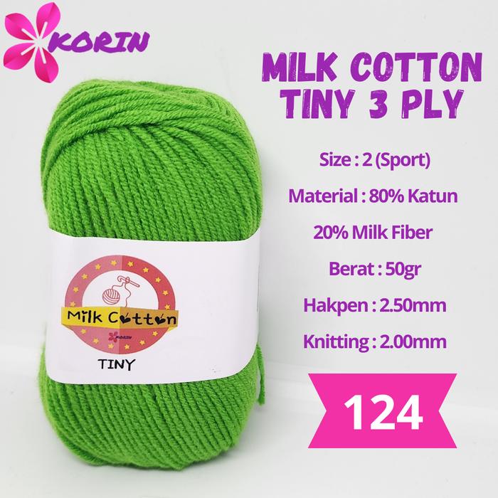 Jual [TINY PART 1] Benang Rajut Milk Cotton Tiny 3 Ply / Katun Susu [50gr] - 124 GREEN - Kab ...