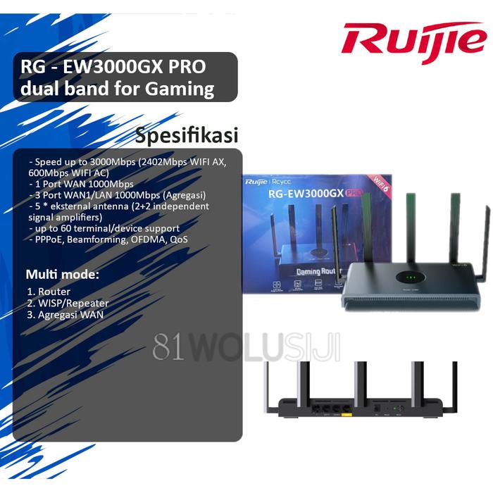 Jual Ruijie RG EW3000GX PRO 3000M WIFI6 Dual Band Gigabit Gaming Router ...