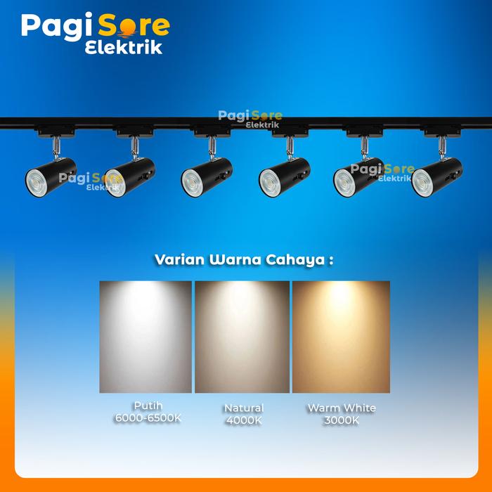 Jual Paket Lampu Rell Track 1 Set isi 6 Spotlight LED Sorot Rel 2 Meter ...