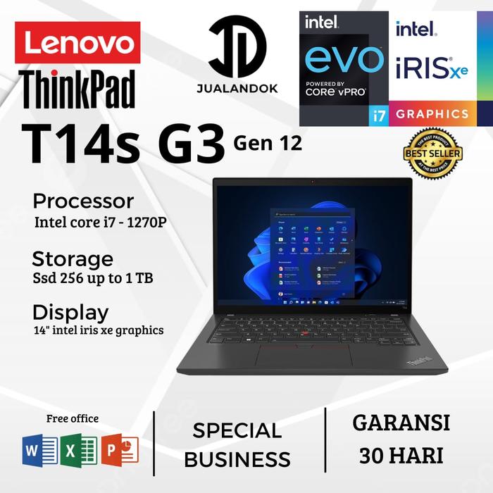 Promo Laptop Lenovo ThinkPad T14s G3 vPRO Core i7 Gen 12 - RAM 32GB ...